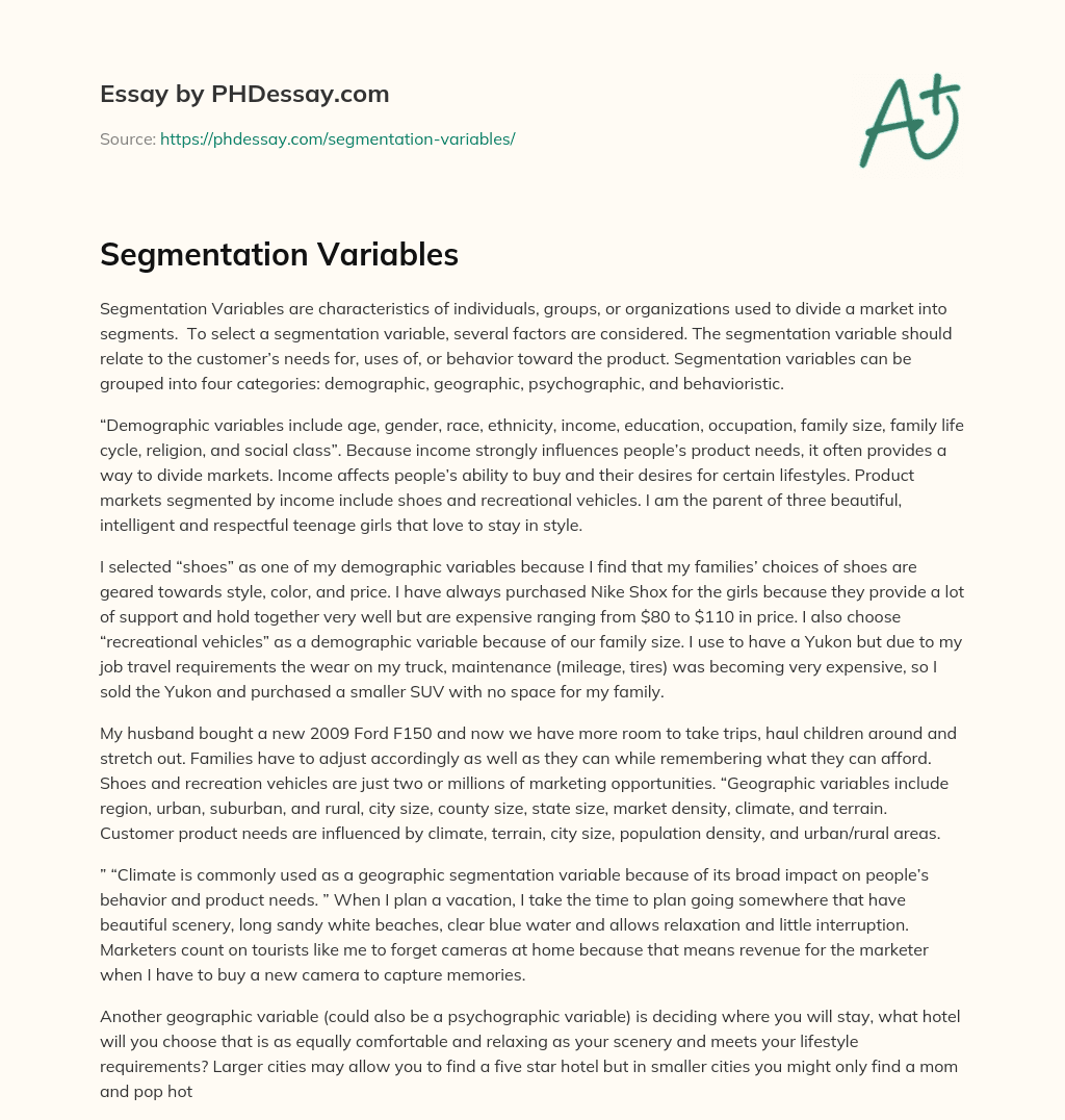 Segmentation Variables - PHDessay.com