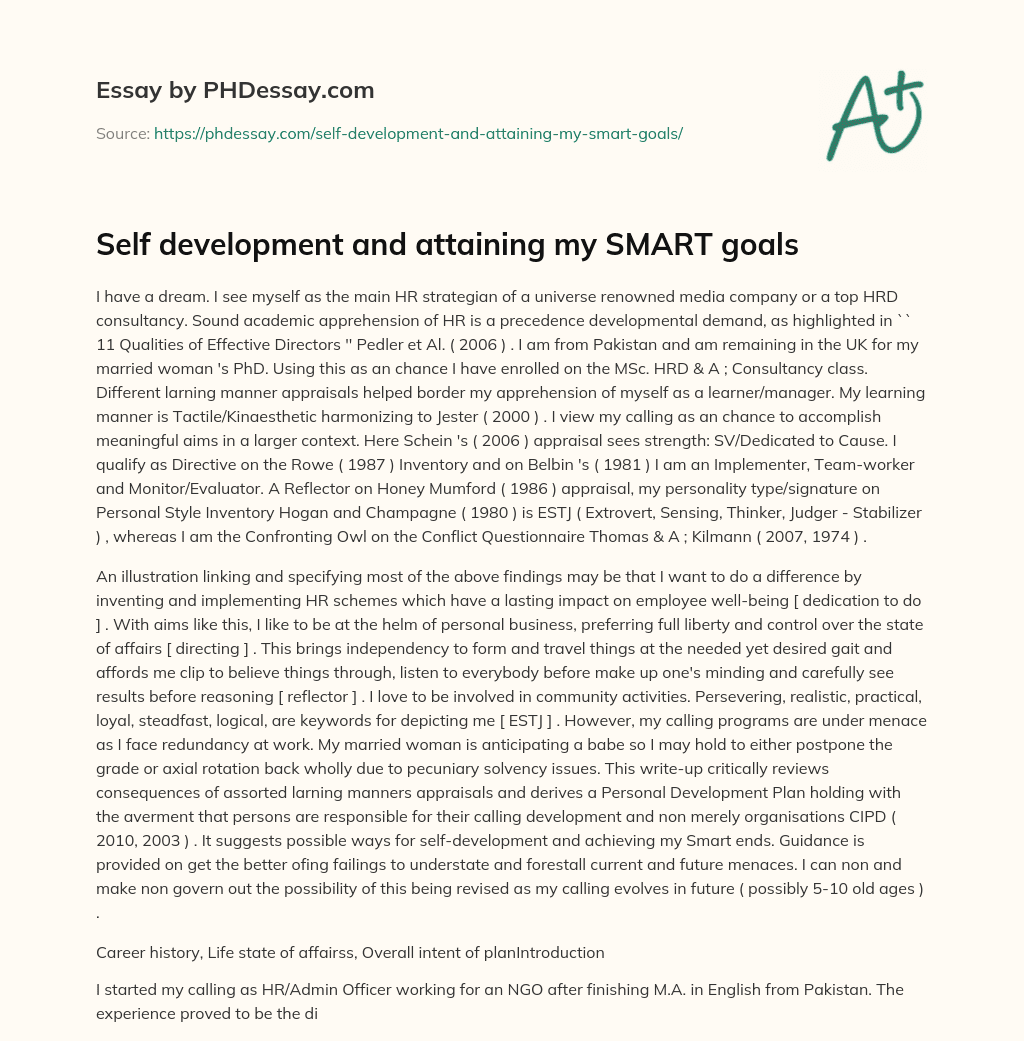 Self development and attaining my SMART goals - PHDessay.com