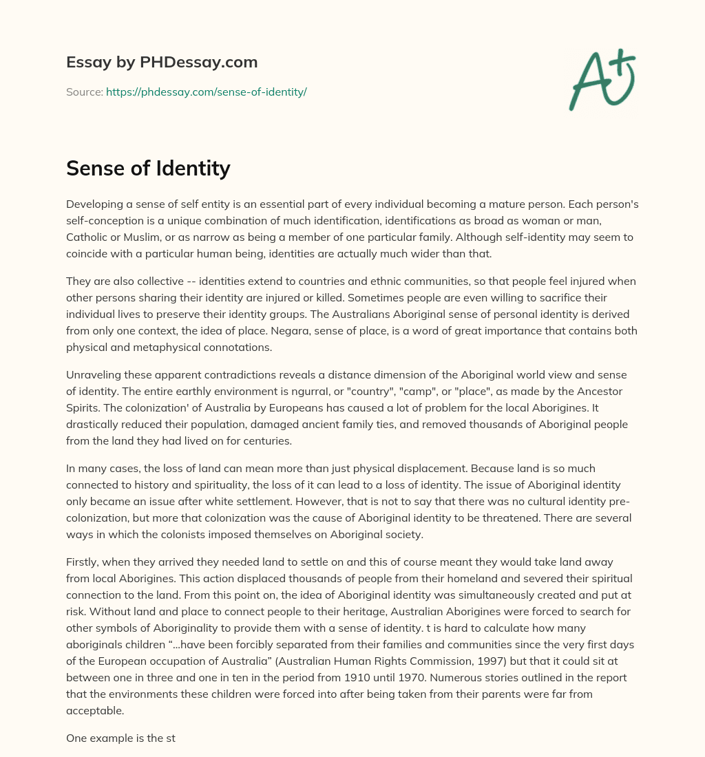 Sense of Identity - PHDessay.com