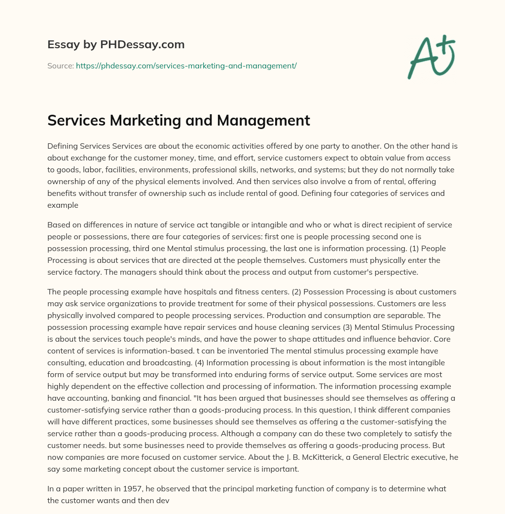 Services Marketing And Management Process Example - PHDessay.com