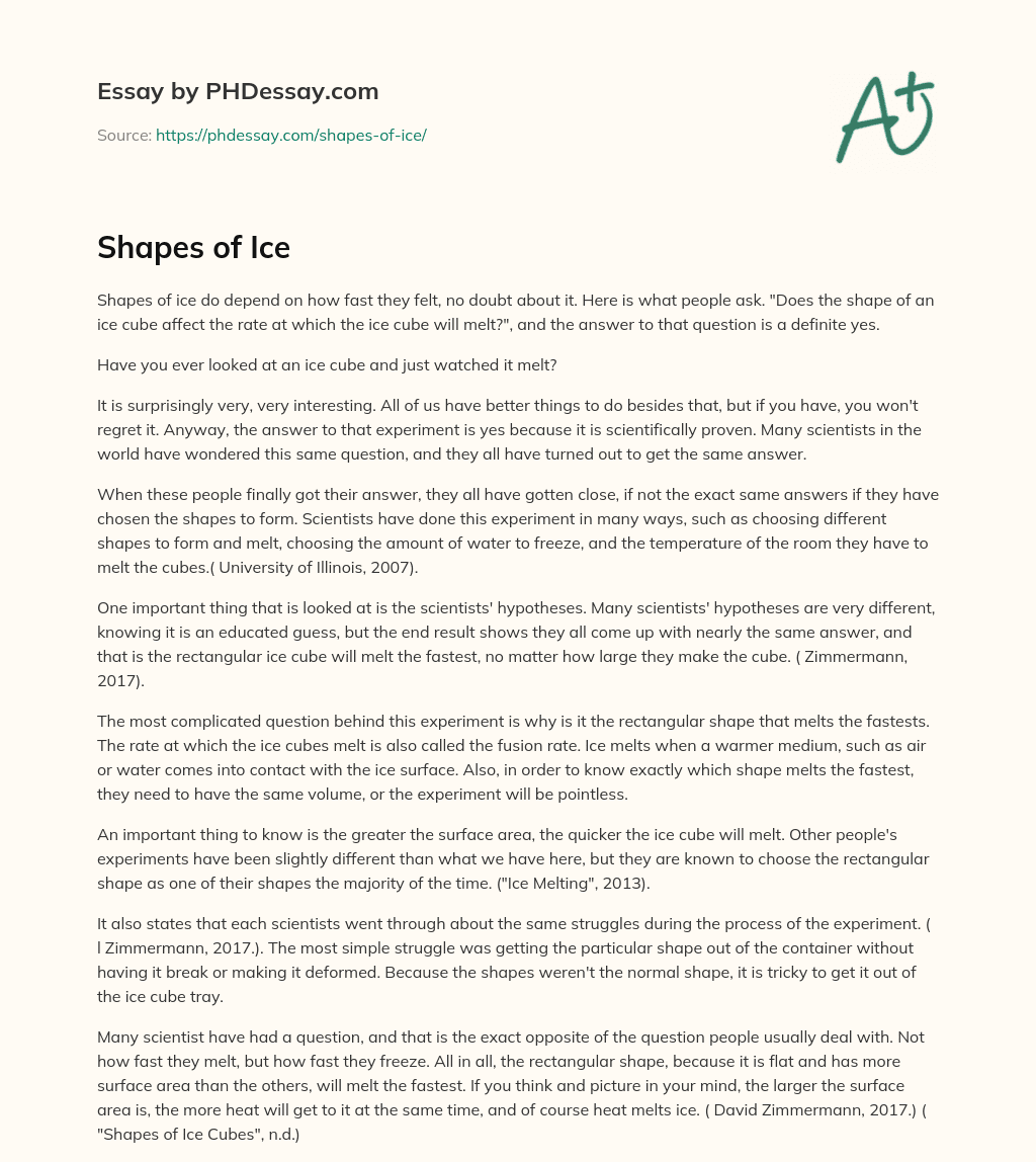 Shapes of Ice (500 Words) - PHDessay.com