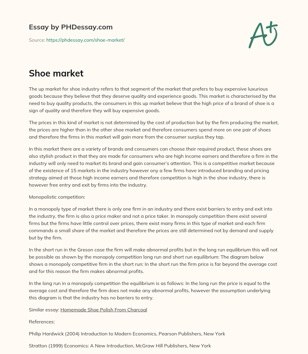 Shoe market (500 Words) - PHDessay.com
