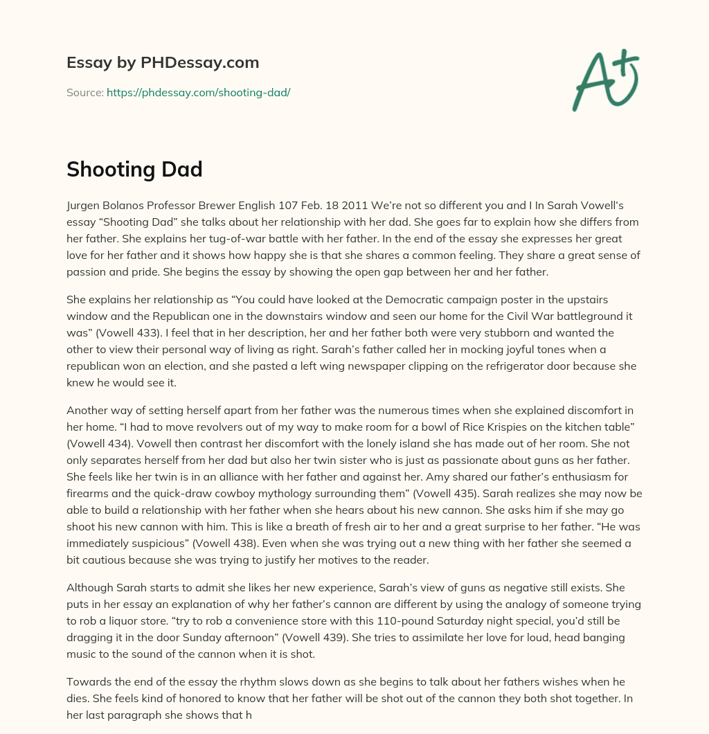 Shooting Dad Summary Example - PHDessay.com