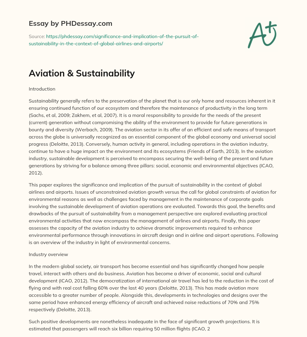 Aviation & Sustainability - PHDessay.com