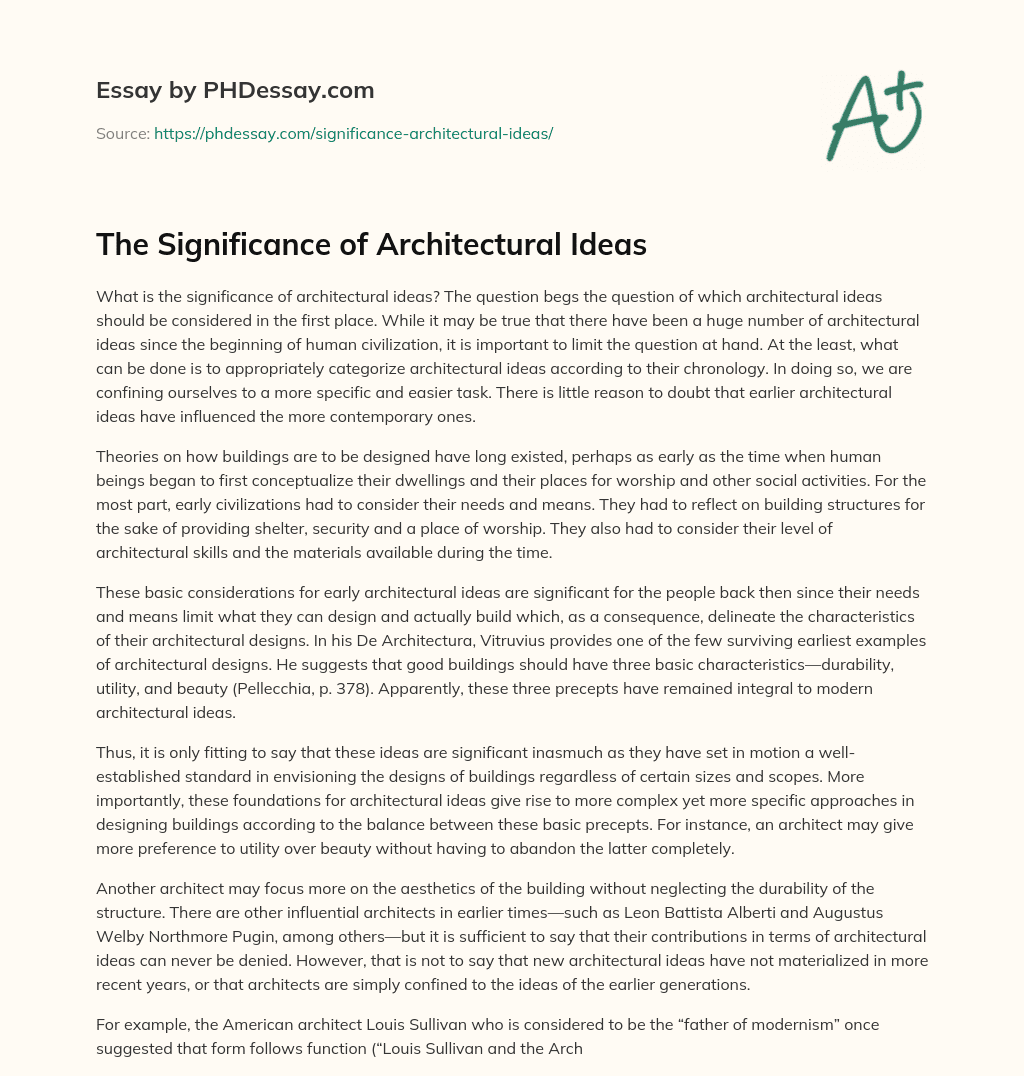The Significance of Architectural Ideas - PHDessay.com
