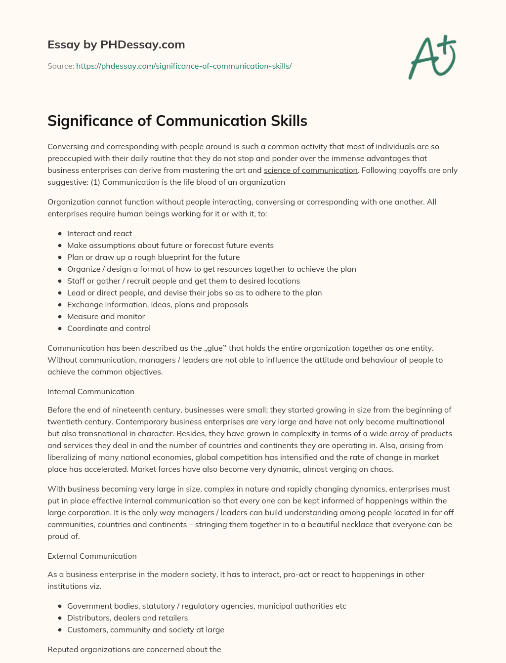 Significance of Communication Skills - PHDessay.com