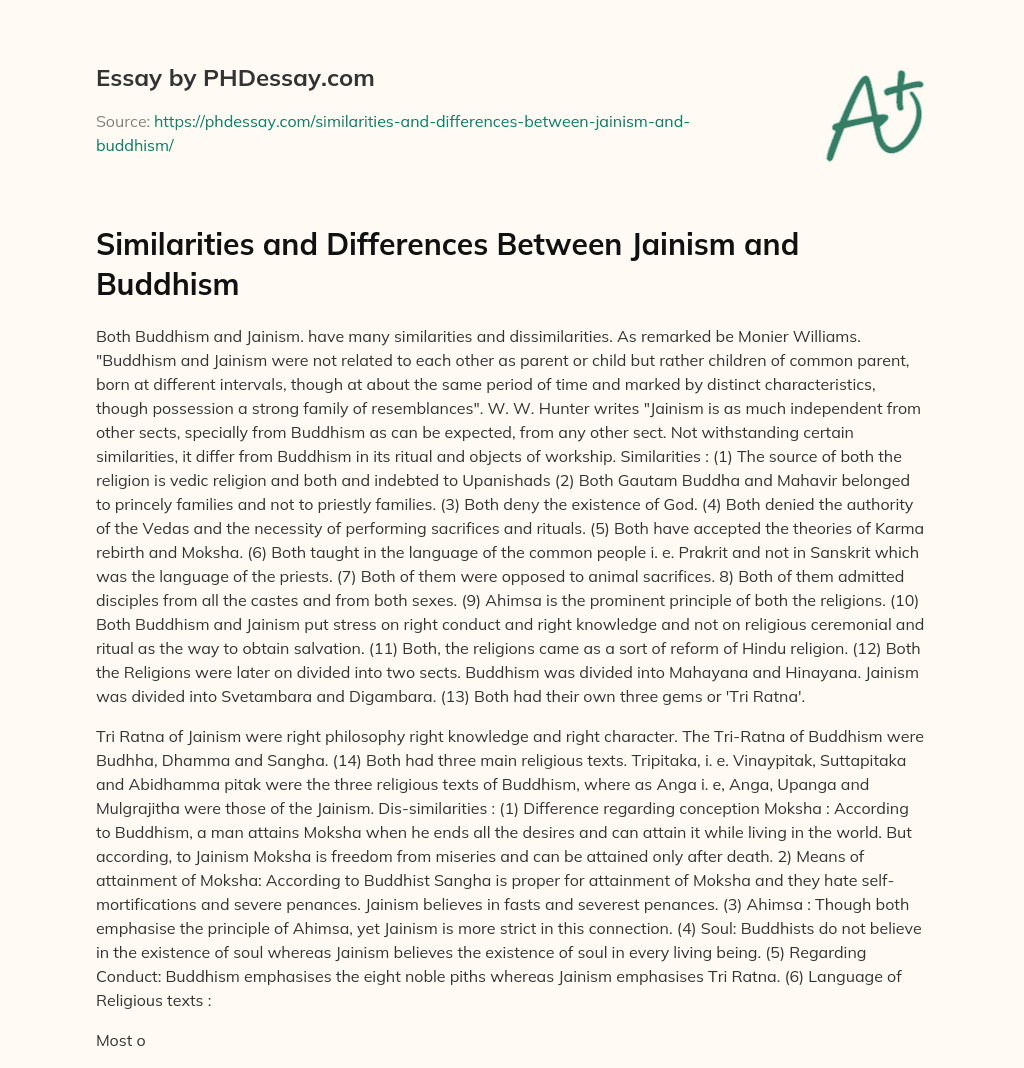 Similarities and Differences Between Jainism and Buddhism (600 Words ...