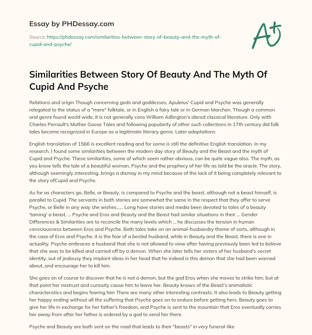 Similarities Between Story Of Beauty And The Myth Of Cupid And Psyche ...