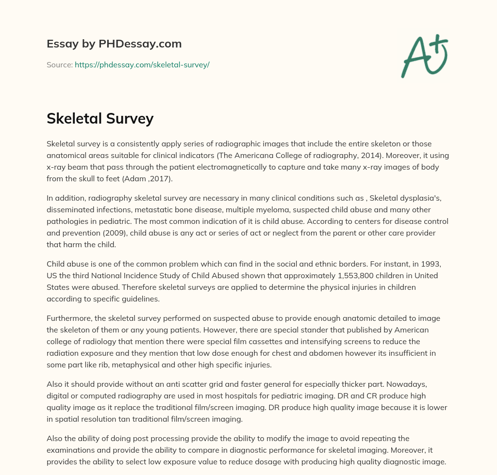 Skeletal Survey (400 Words) - PHDessay.com