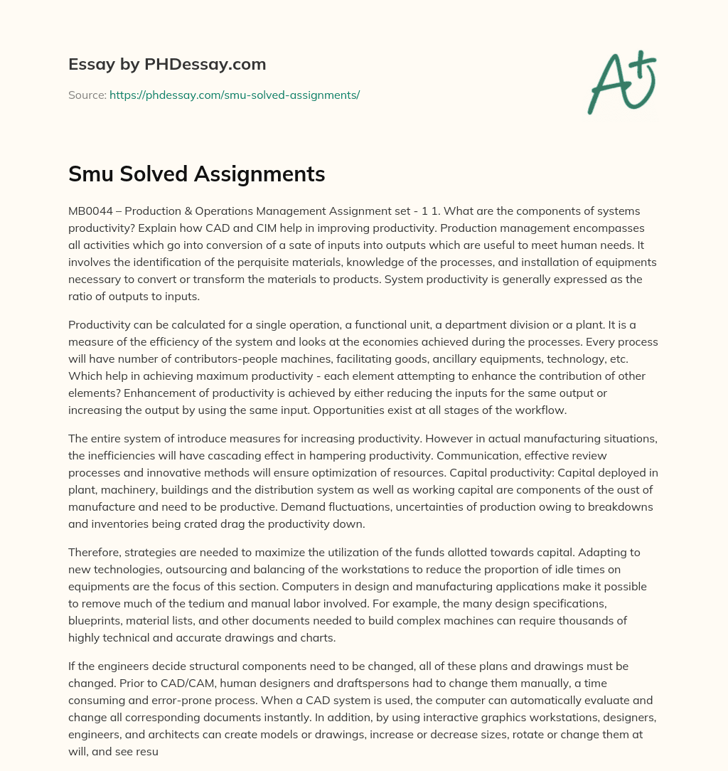 Smu Solved Assignments - PHDessay.com