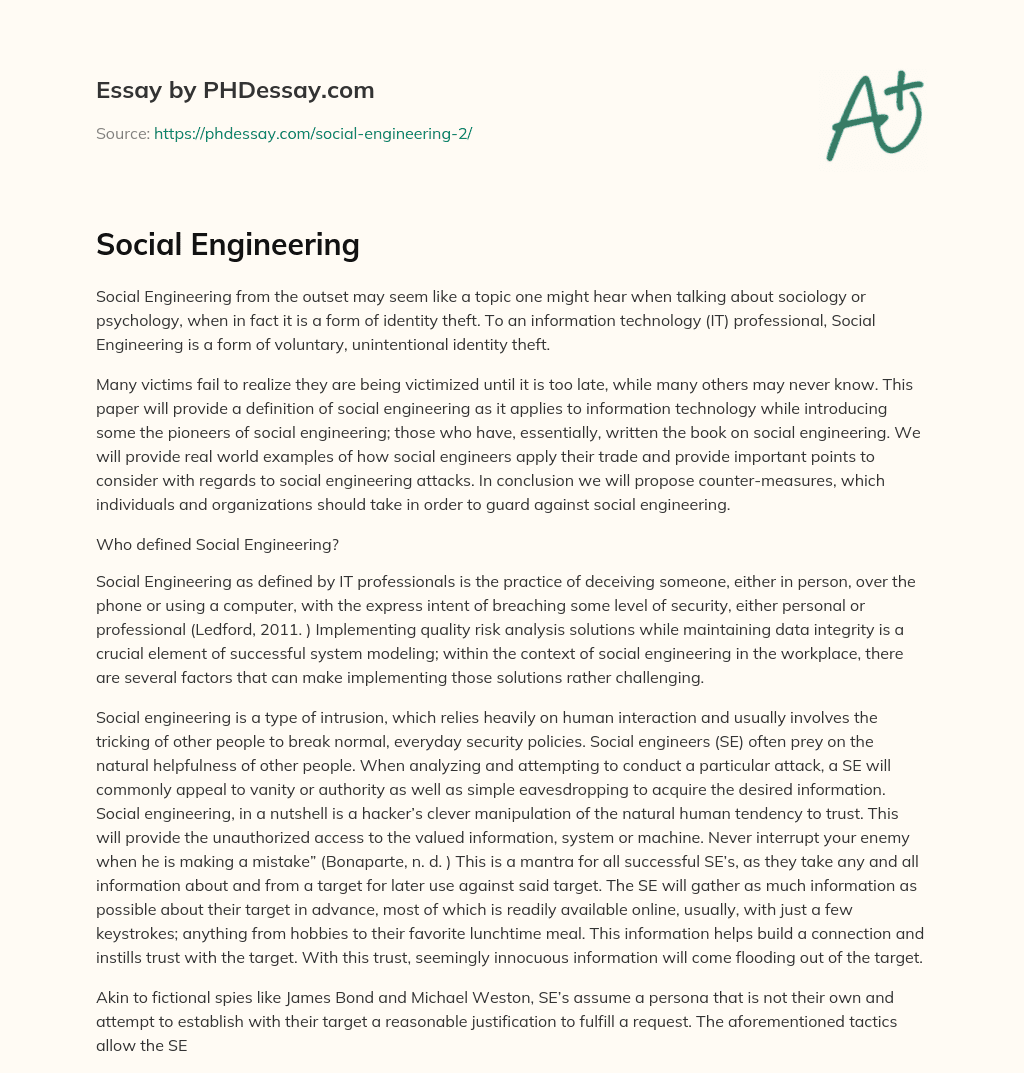Social Engineering - PHDessay.com