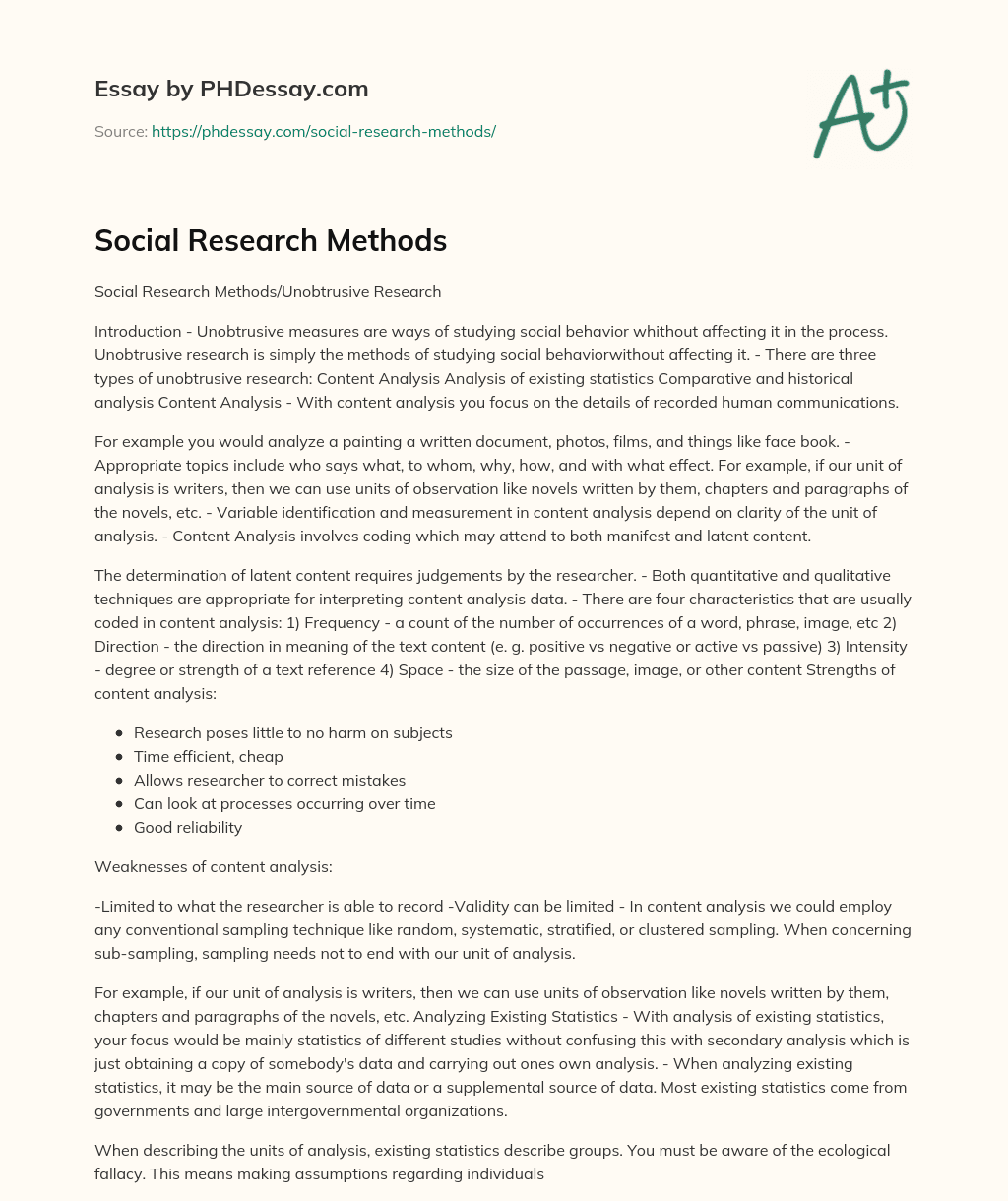 Social Research Methods - PHDessay.com