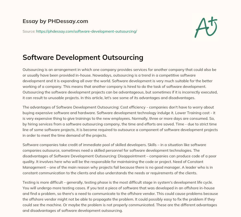 Software Development Outsourcing - PHDessay.com