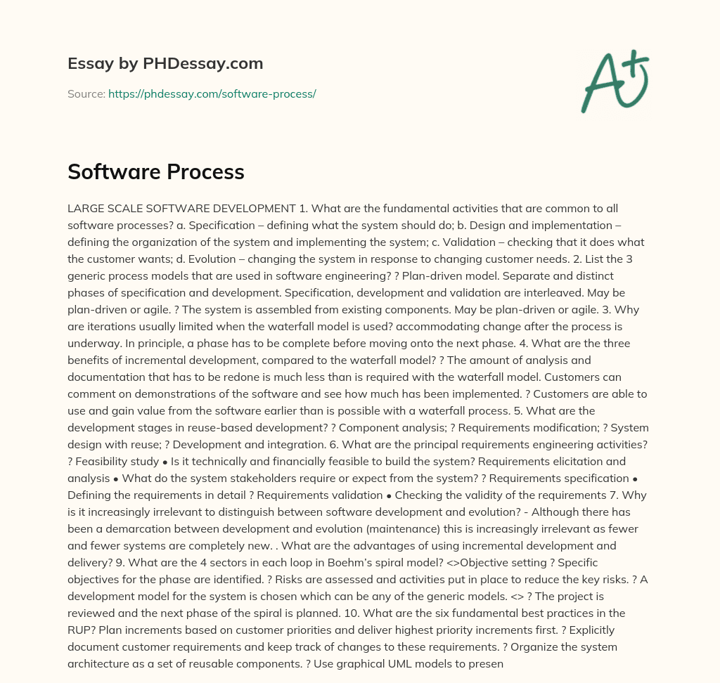 Software Process (500 Words) - PHDessay.com