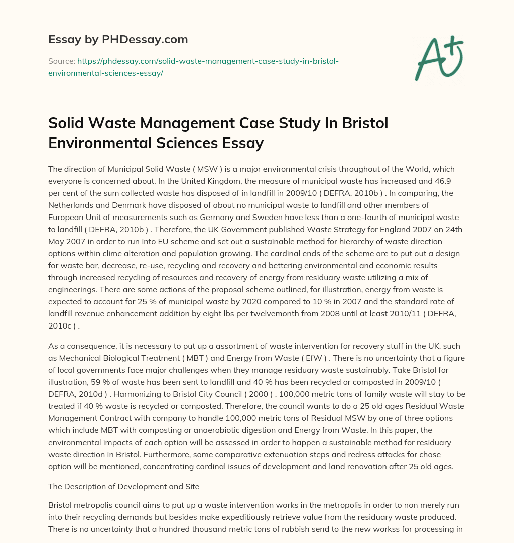 Solid Waste Management Case Study In Bristol Environmental Sciences ...