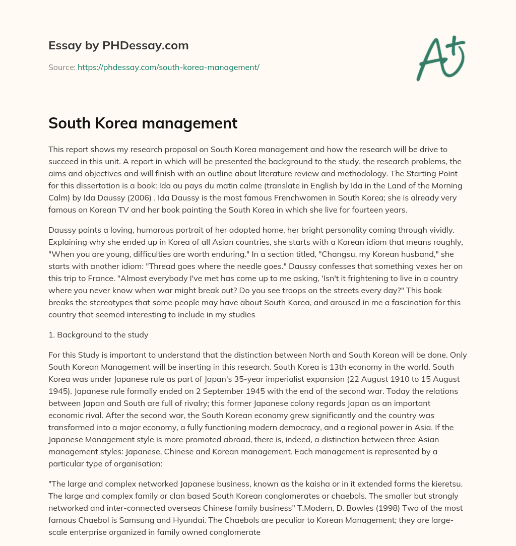 South Korea management - PHDessay.com