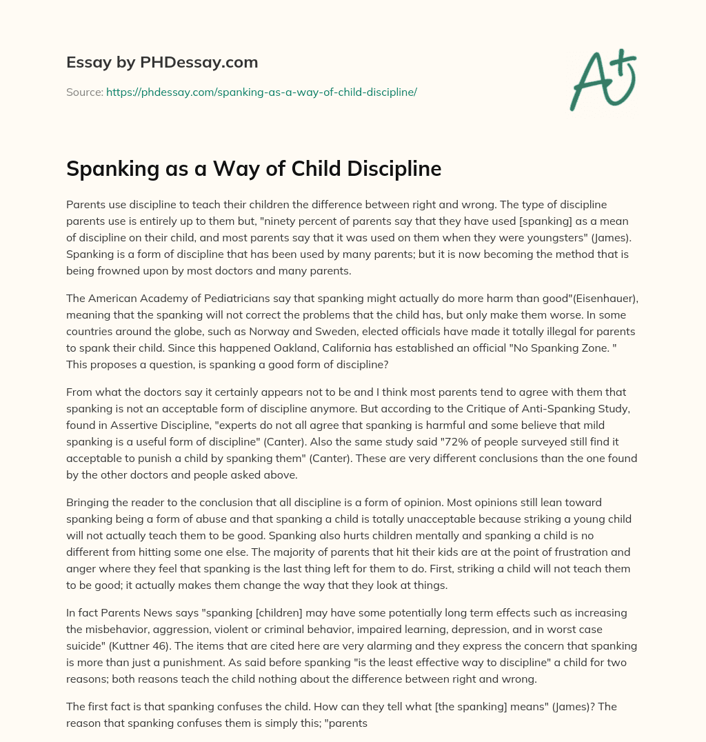 Spanking as a Way of Child Discipline - PHDessay.com