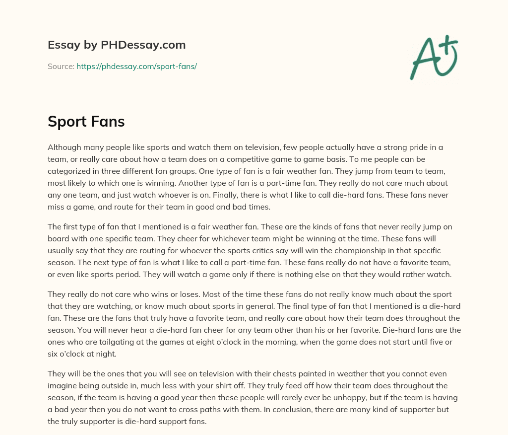 Sport Fans (400 Words) - PHDessay.com