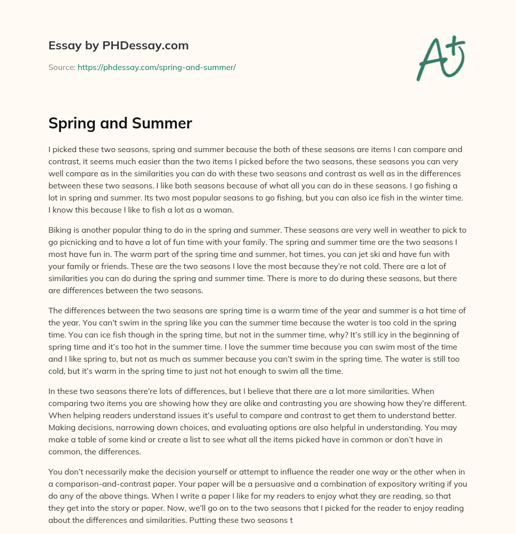 Spring and Summer - PHDessay.com