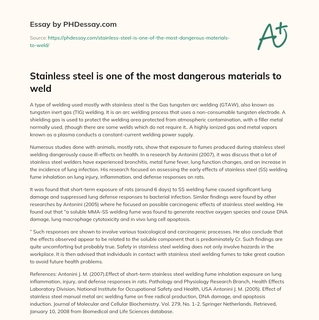 Stainless steel is one of the most dangerous materials to weld ...
