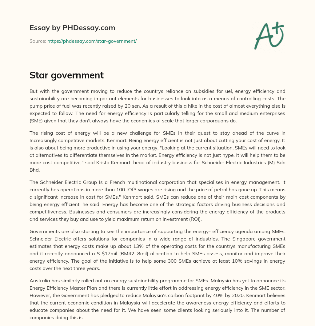Star government - PHDessay.com
