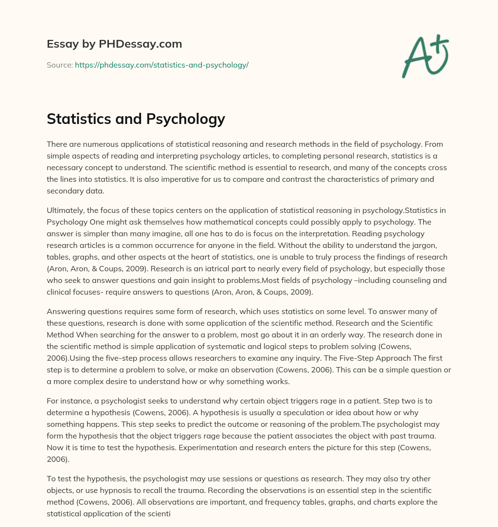 Statistics and Psychology - PHDessay.com
