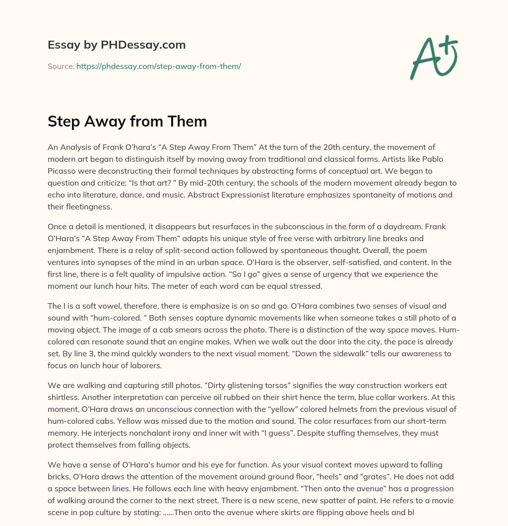 Step Away From Them Analysis Example - PHDessay.com