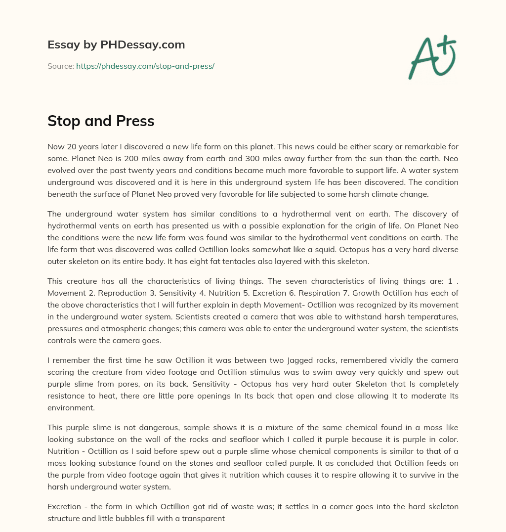 Stop and Press - PHDessay.com