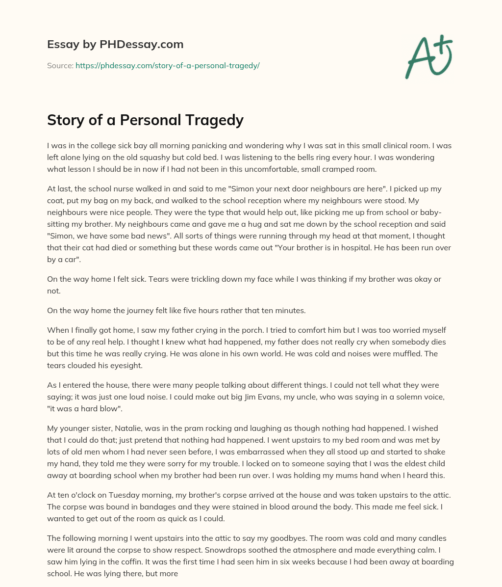 Story of a Personal Tragedy - PHDessay.com