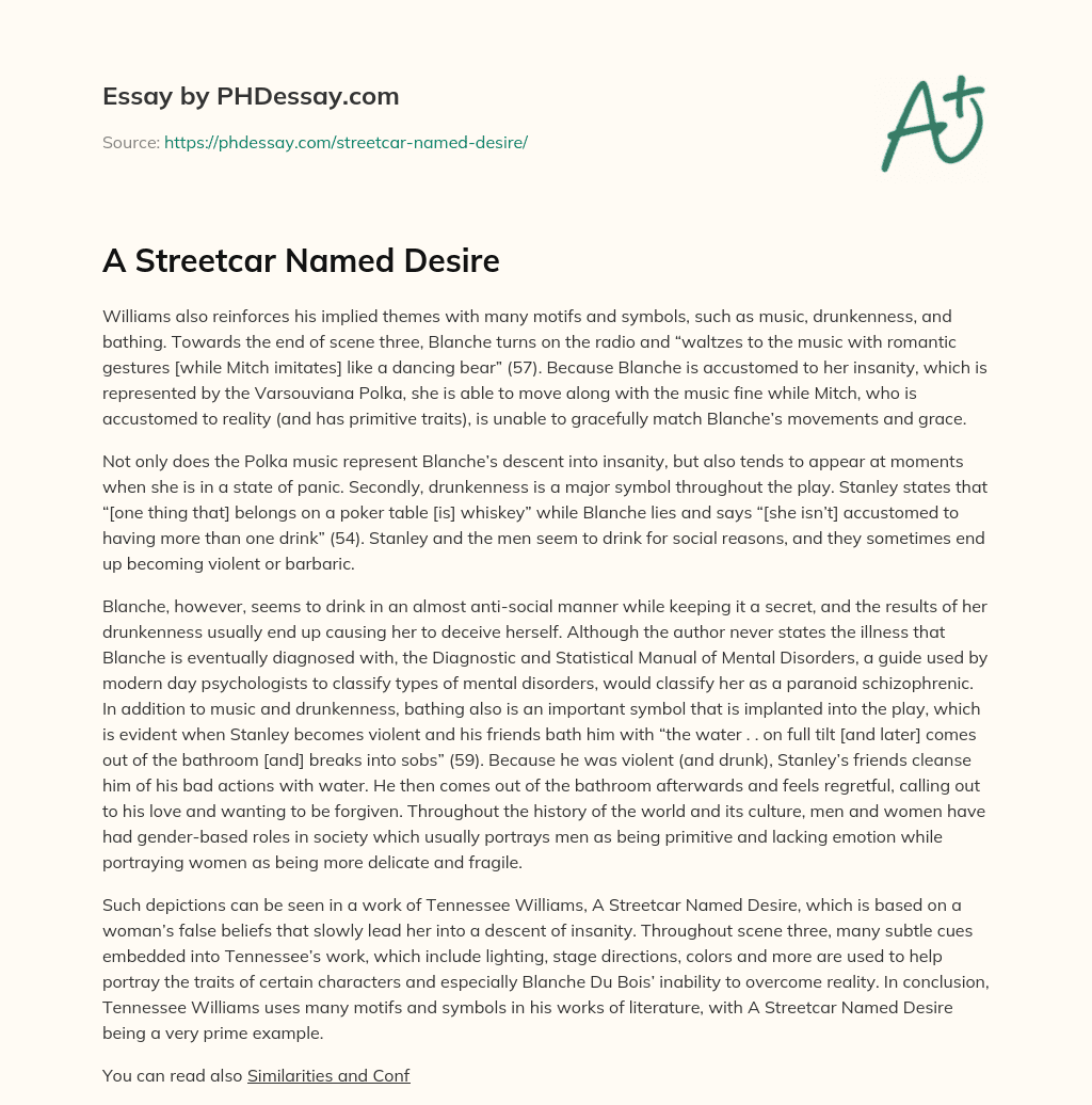 A Streetcar Named Desire - PHDessay.com