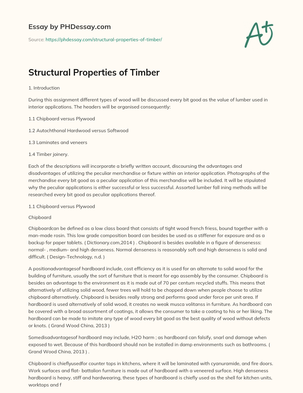 Structural Properties of Timber - PHDessay.com