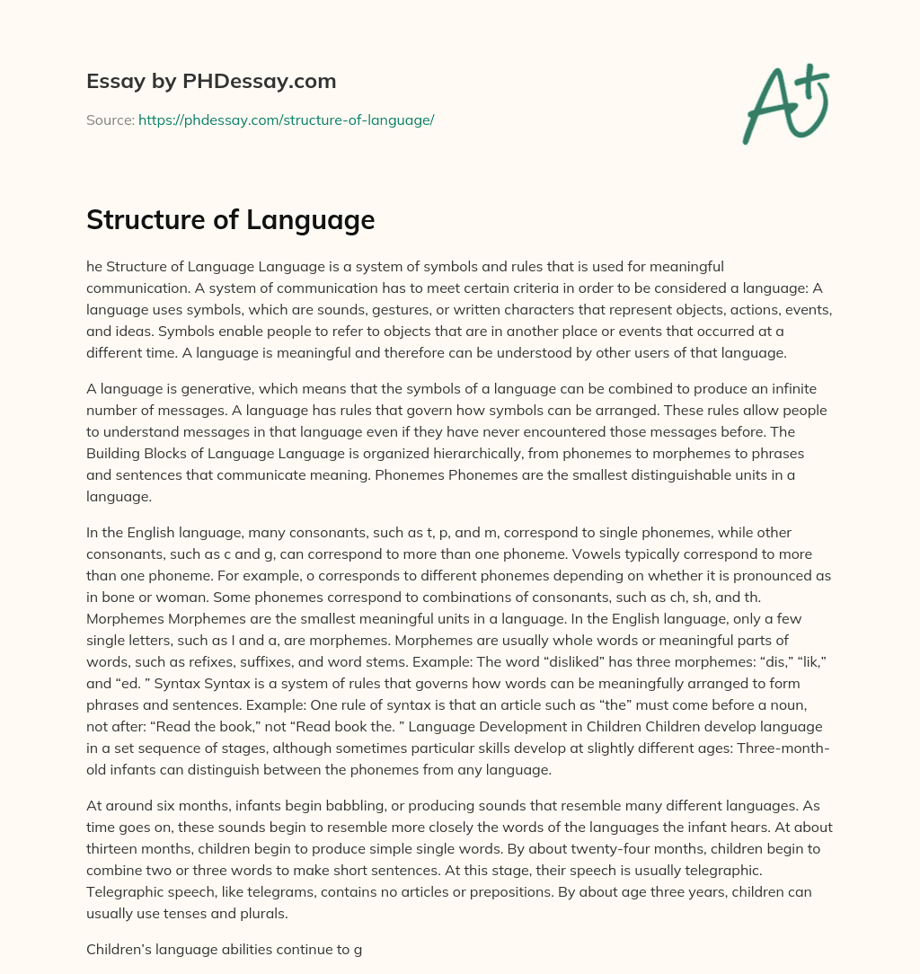 Structure of Language - PHDessay.com