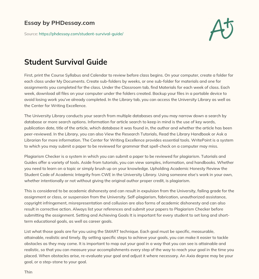 Student Survival Guide - PHDessay.com