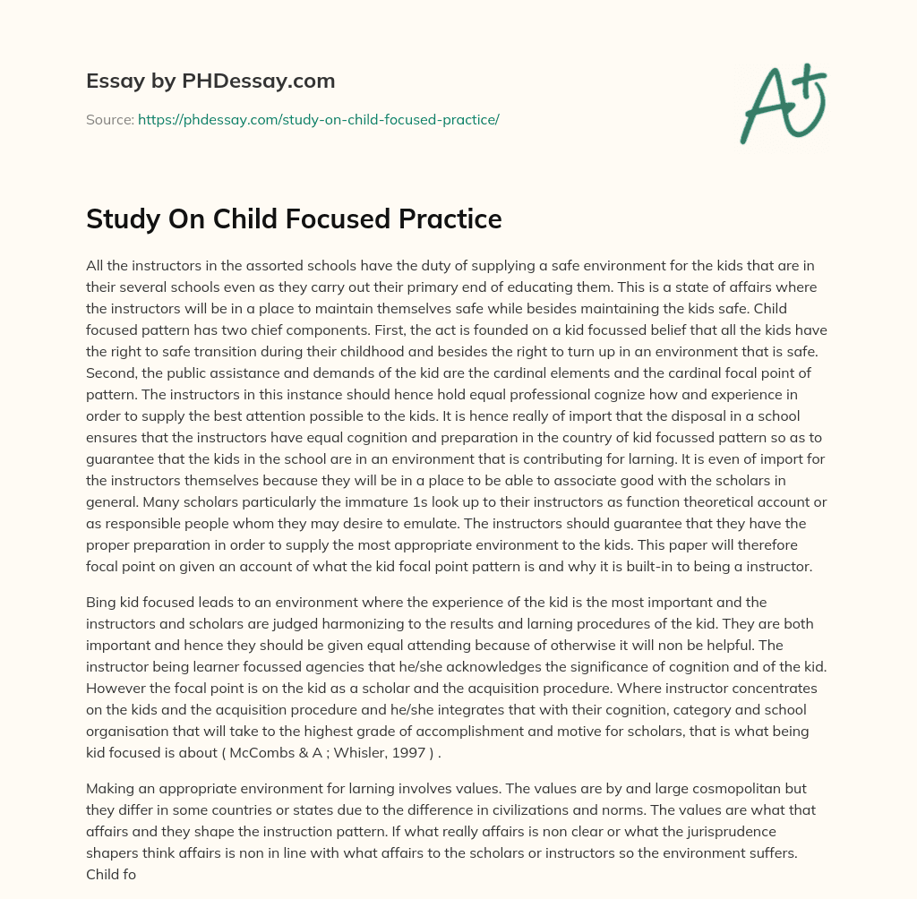 Study On Child Focused Practice - PHDessay.com