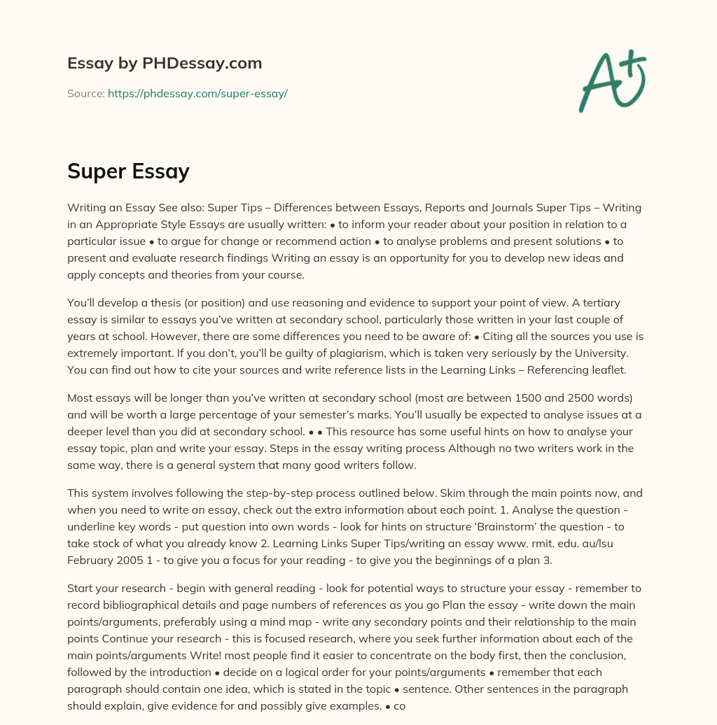 Super Essay - PHDessay.com