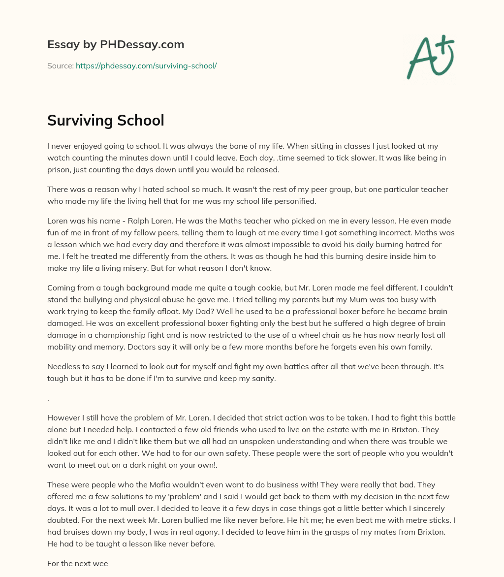 Surviving School - PHDessay.com
