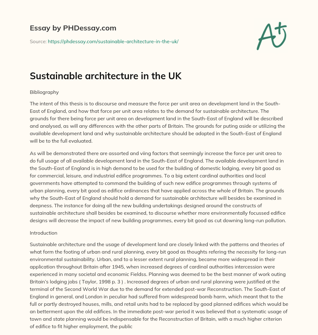 Sustainable architecture in the UK - PHDessay.com