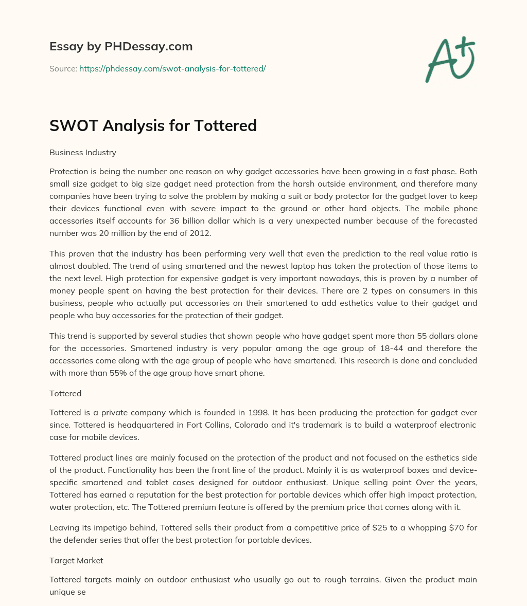 SWOT Analysis for Tottered - PHDessay.com