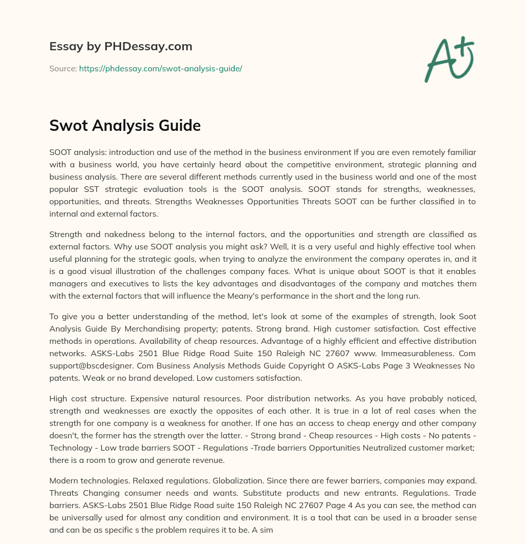 Swot Analysis Guide - PHDessay.com