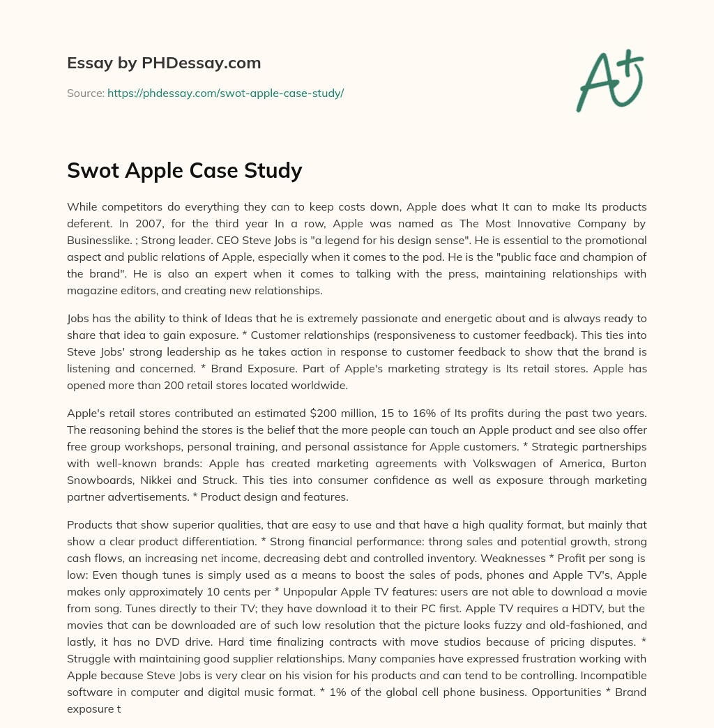 Swot Apple Case Study - PHDessay.com