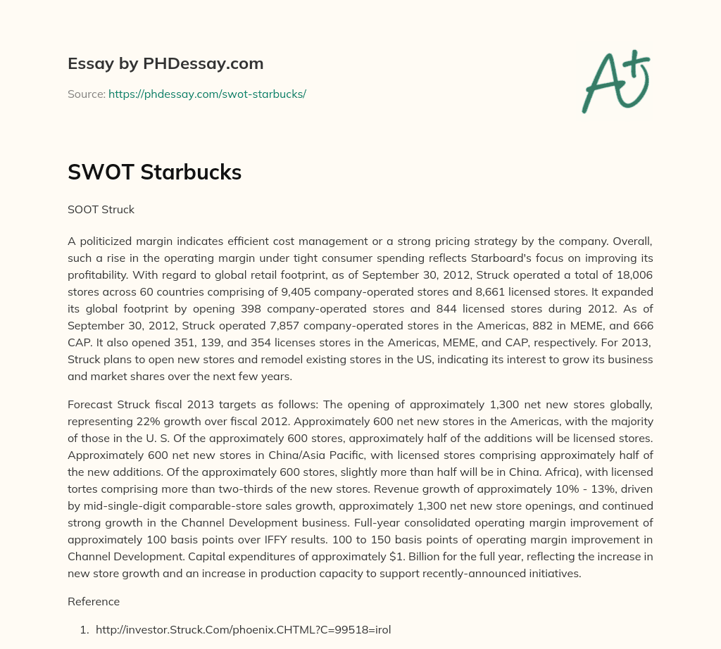 SWOT Starbucks - PHDessay.com