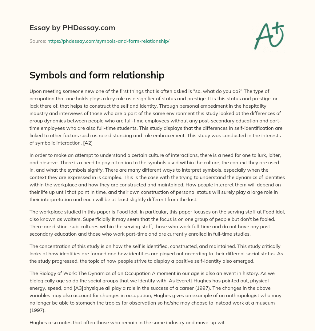 Symbols and form relationship - PHDessay.com