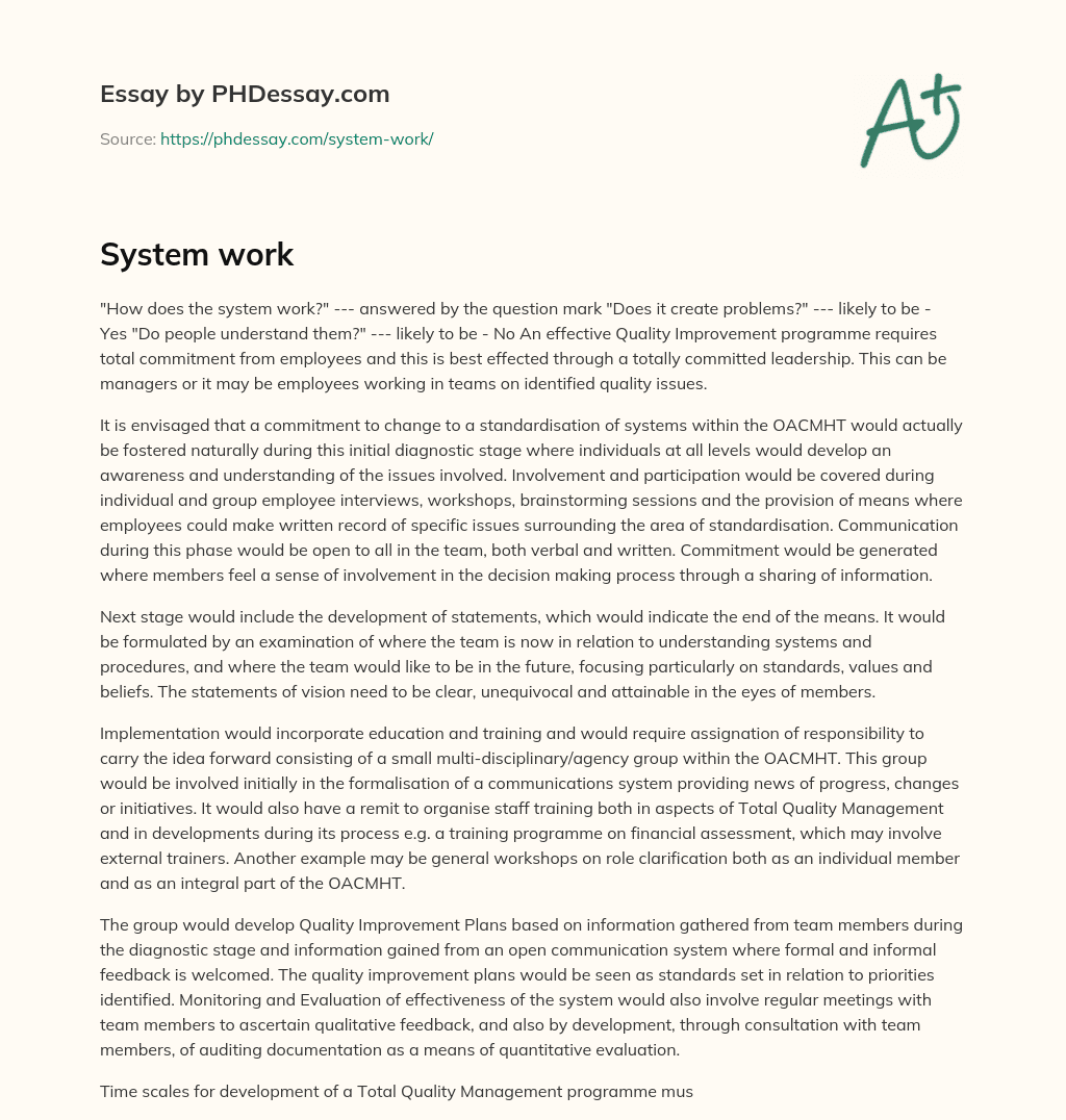 System work - PHDessay.com