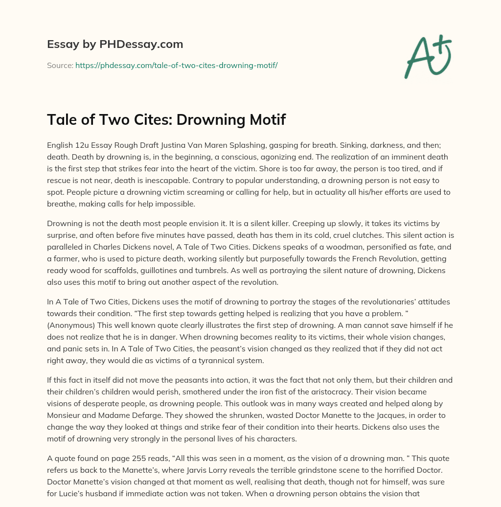 Tale of Two Cites: Drowning Motif - PHDessay.com