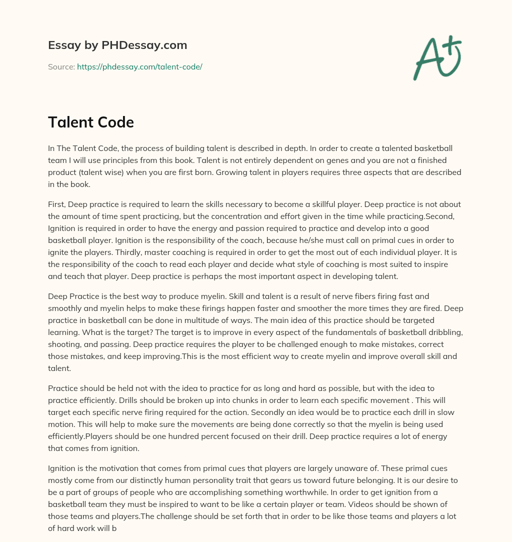 Talent Code - PHDessay.com