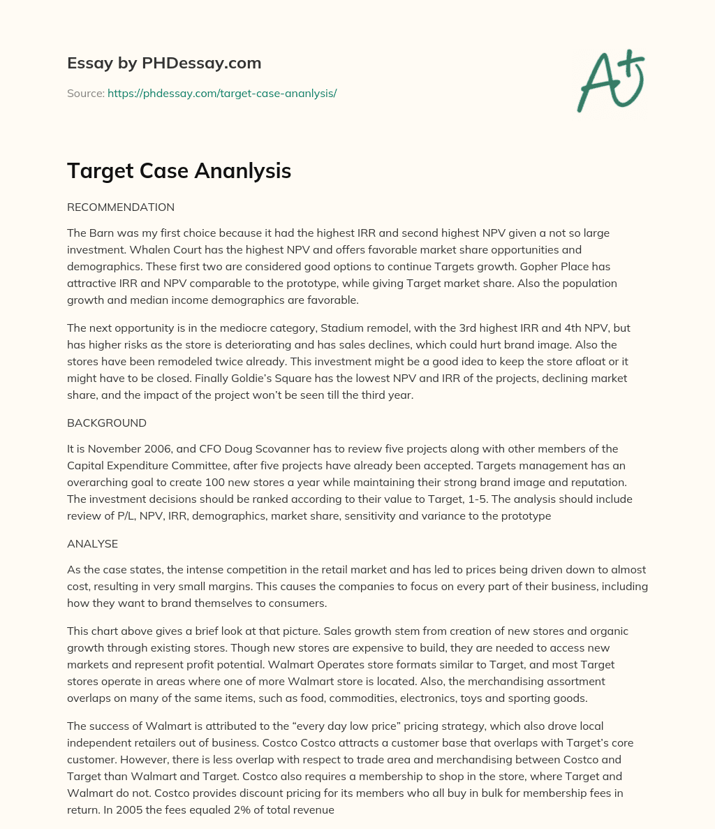 Target Case Ananlysis Case Study Example - PHDessay.com