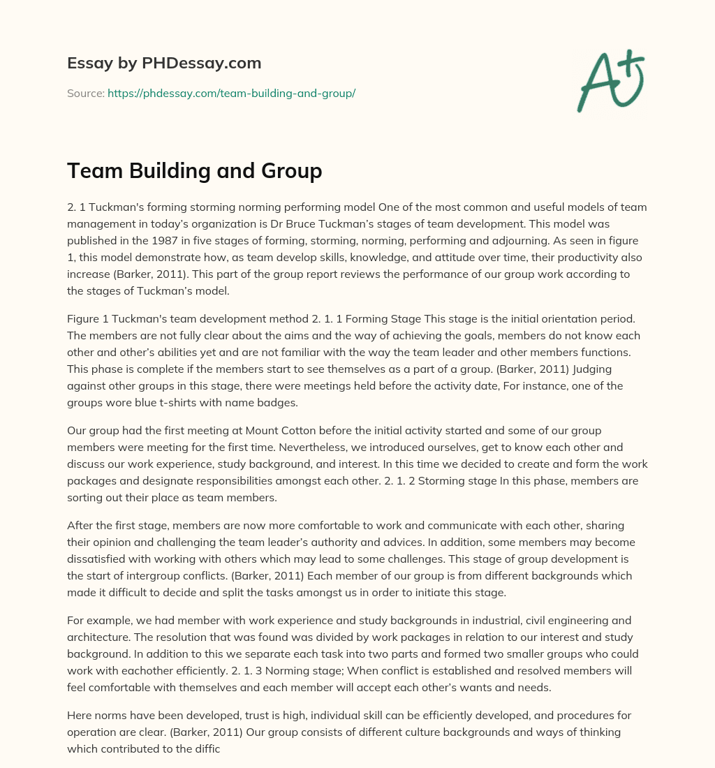 Team Building and Group - PHDessay.com