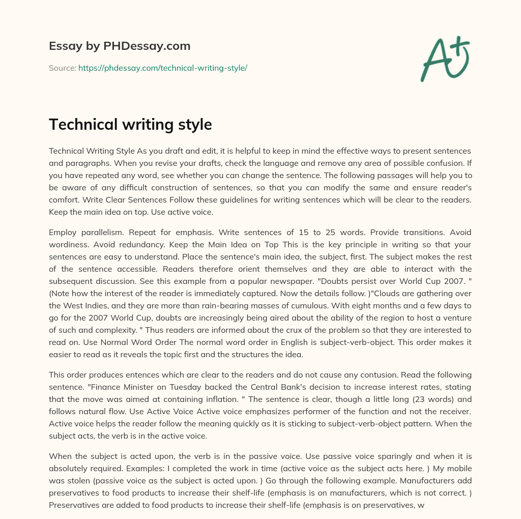 Technical writing style - PHDessay.com