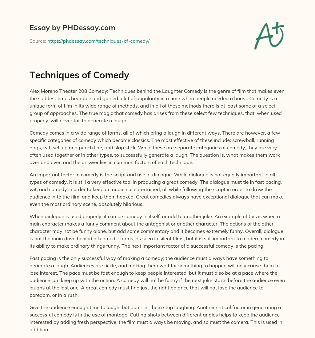 Techniques of Comedy - PHDessay.com