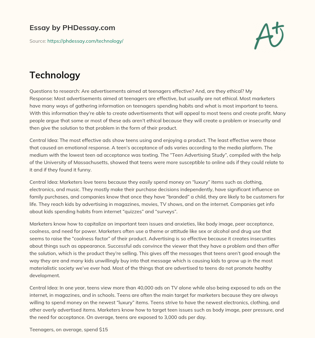 Technology - PHDessay.com